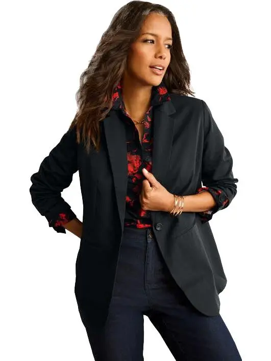 ROAMAN'S Relaxed Boyfriend Blazer - Black