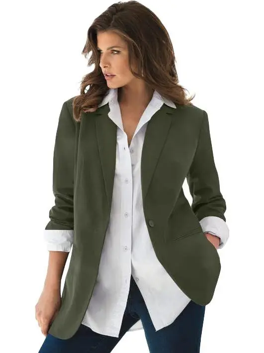 ROAMAN'S Relaxed Boyfriend Blazer - Hunter Green