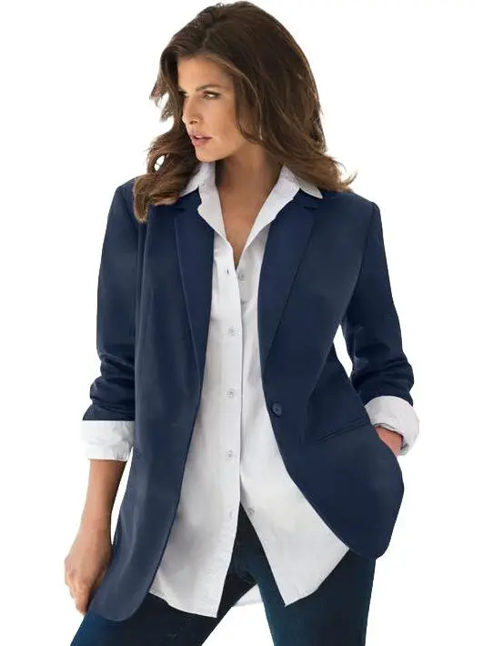 ROAMAN'S Relaxed Boyfriend Blazer - Navy