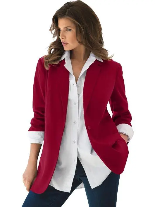 ROAMAN'S Relaxed Boyfriend Blazer - Rich Burgundy