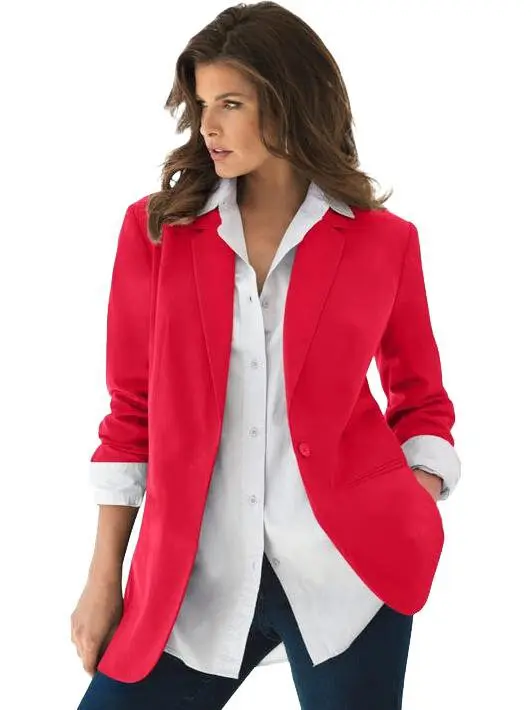 ROAMAN'S Relaxed Boyfriend Blazer - Vibrant Red