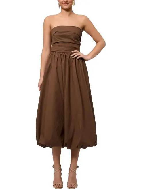 Rachel Rachel Roy Rosalie Strapless Midi Dress - Cocoa
