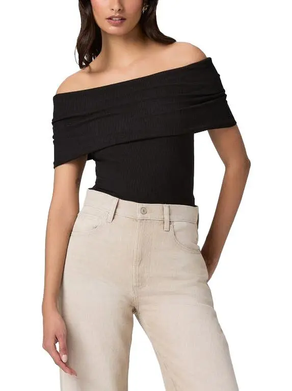 Paige Ribbed Knit Off-the-shoulder Top - Black