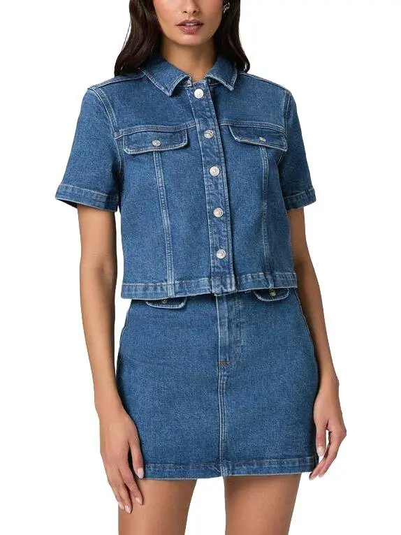 Paige Elly Short Sleeve Denim Jacket - Laguna