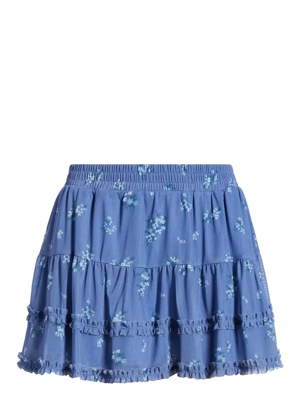 Bp. Ditsy Floral Mesh Mini Skirt - Blue Colony Meadow Clusters
