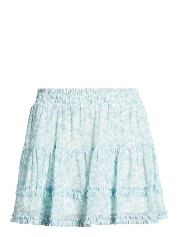 Bp. Ditsy Floral Mesh Mini Skirt - Teal- Blue Dense Garden