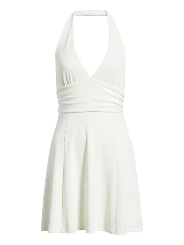 Bp. Shirred Halter Stretch Cotton Minidress - Ivory
