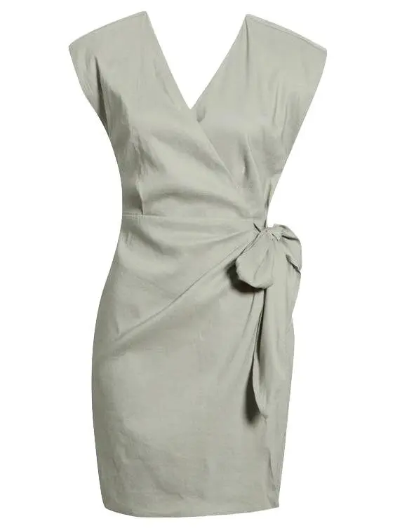Nordstrom Linen Blend Wrap Dress - Green Chaparral