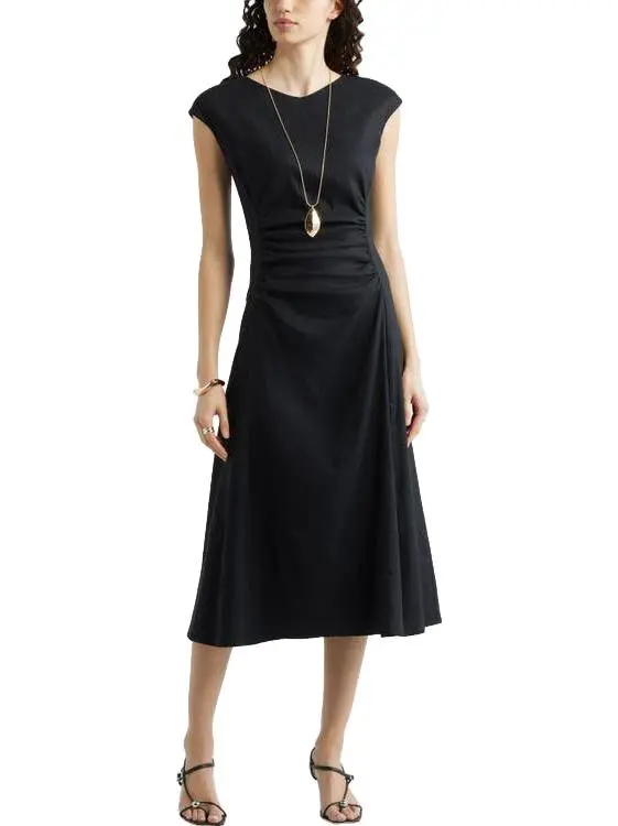 Nordstrom Ruched Midi Dress - Black