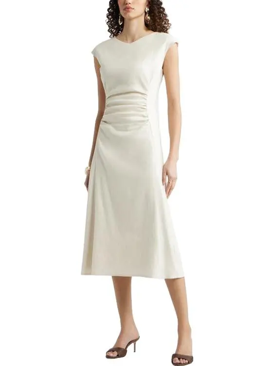 Nordstrom Ruched Midi Dress - Ivory Birch