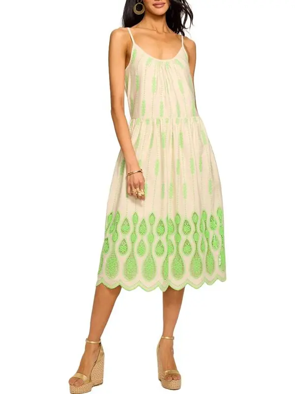 Ramy Brook Embroidered Lace Dress - Bright Lime Lace