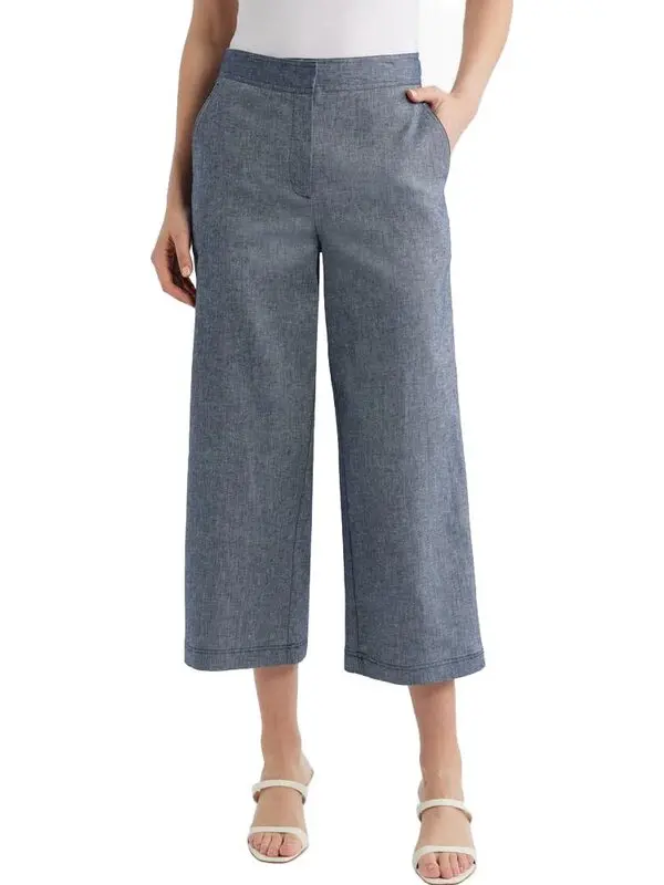 Halogen Cropped Straight-leg Pants - Indigo