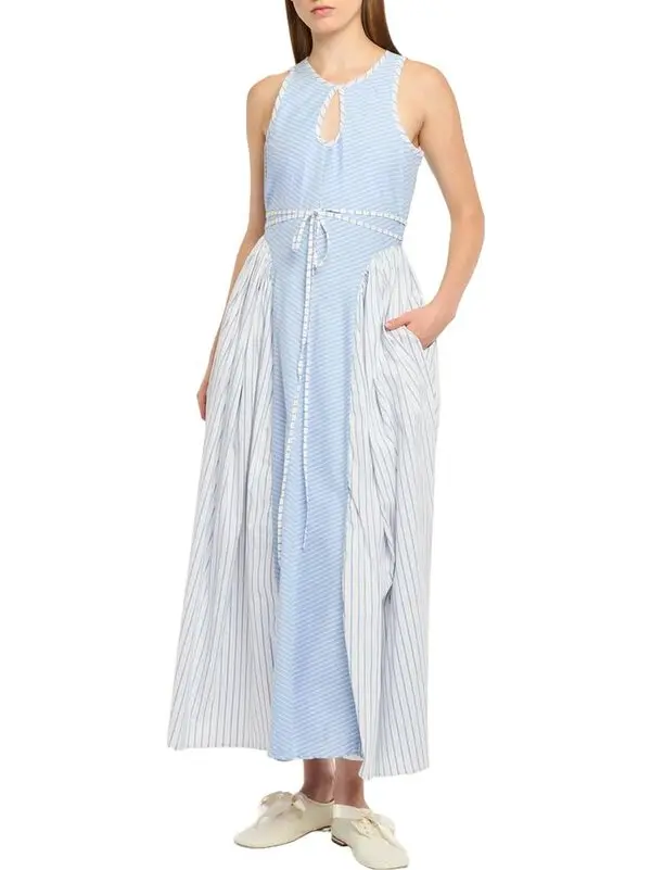 Cinq À Sept Emin Sleeveless Cotton-blend Maxi Dress - Cornflower/white