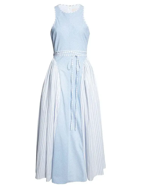 Cinq À Sept Emin Sleeveless Cotton-blend Maxi Dress - Cornflower/white