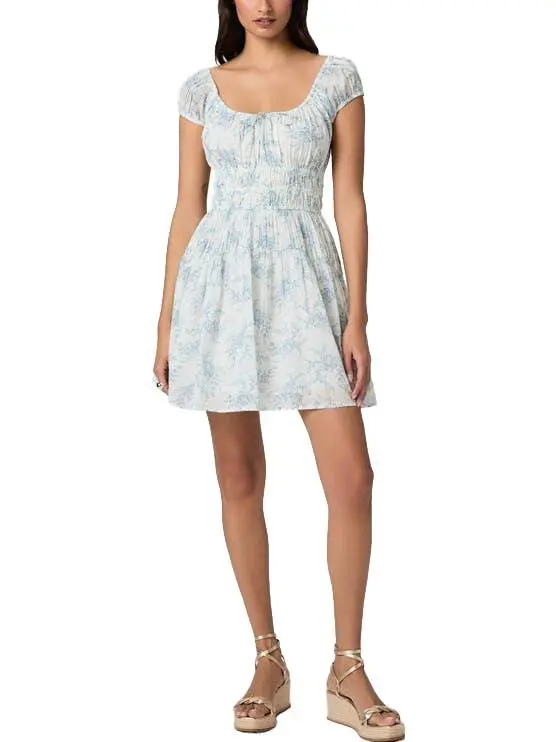 Paige Rosewood Shirred Bodice Cotton Mini Sundress - White/surf