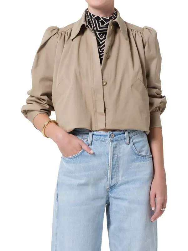 Citizens Of Humanity Everly Shirred Crop Jacket - Catalina Beige