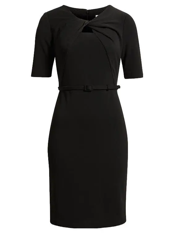 Anne Klein Twist Detail Crepe Sheath Dress - Anne Black