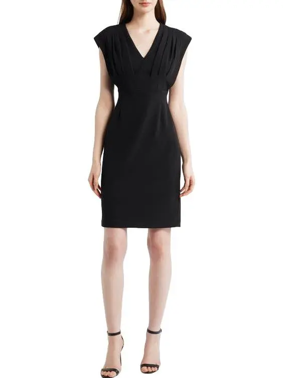 Anne Klein Pleated Bodice Sheath Dress - Anne Black