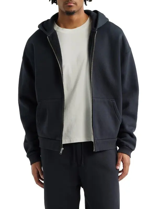 ELWOOD Core Oversize Terry Full Zip Hoodie - Vintage Black