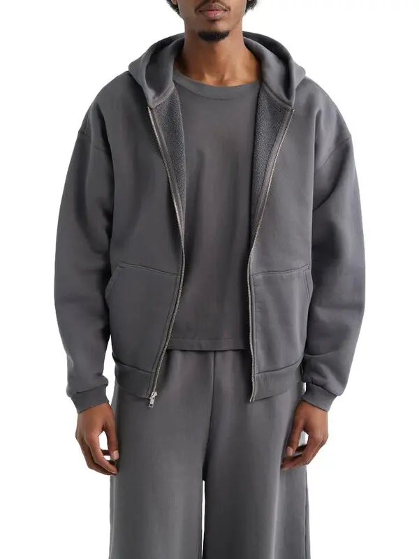 ELWOOD Core Oversize Terry Full Zip Hoodie - Vintage Grey