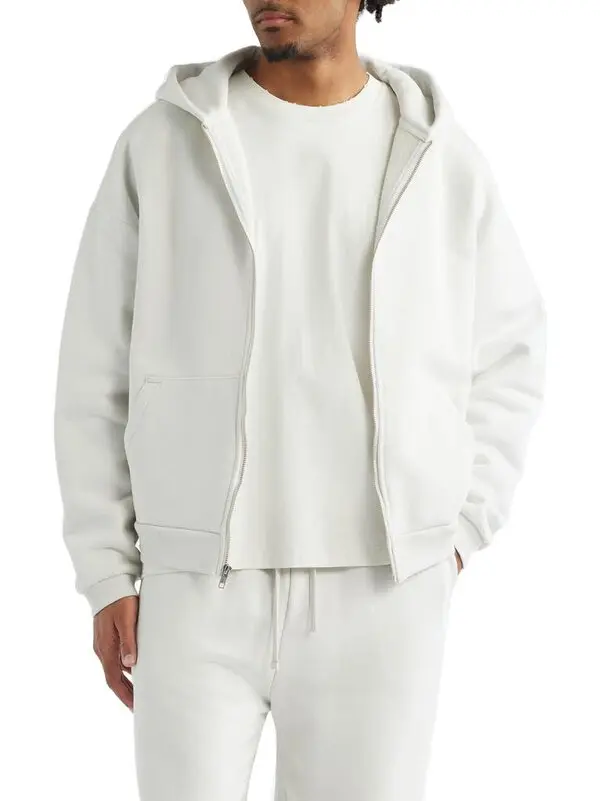 ELWOOD Core Oversize Terry Full Zip Hoodie - Vintage White