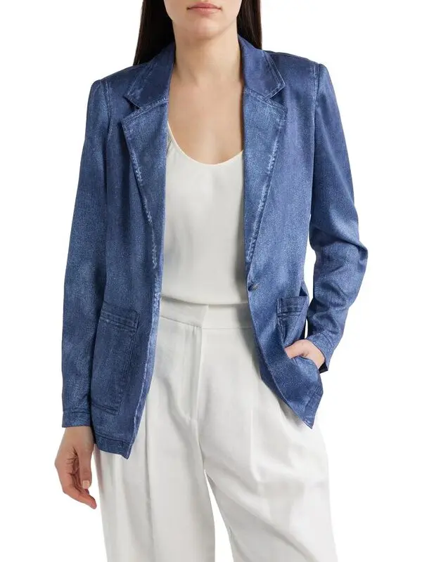 Kobi Halperin Veronica Denim Effect Satin Jacket - Dark Indigo