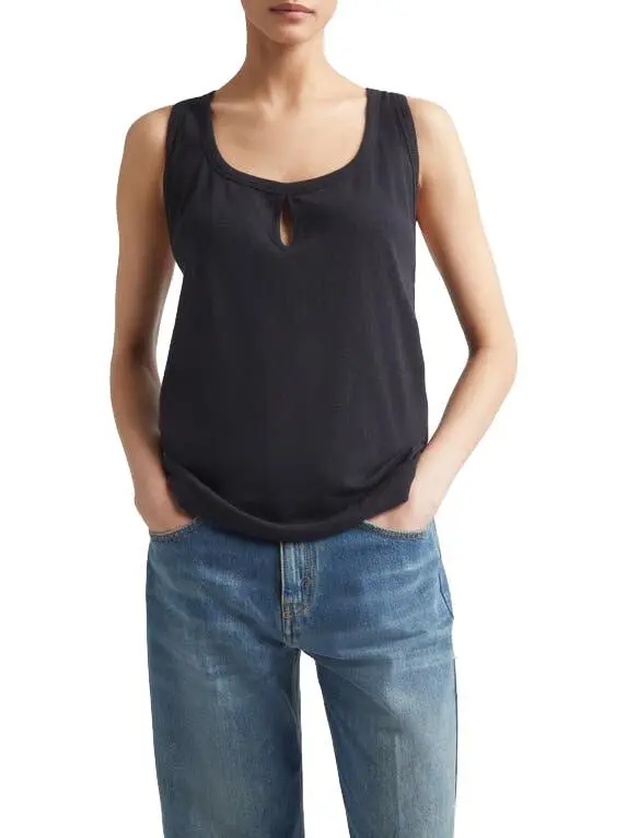 Victoria Beckham Split Cotton & Linen Jersey Tank - Black