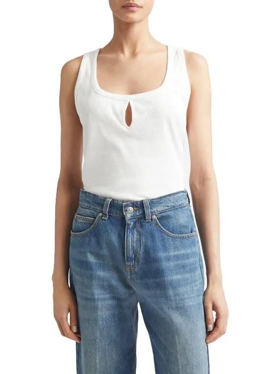 Victoria Beckham Split Cotton & Linen Jersey Tank - White