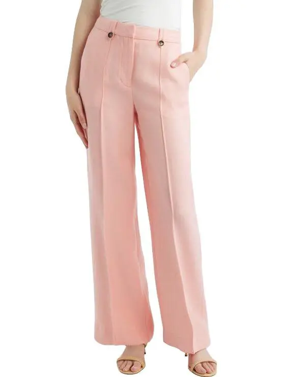REISS Magda Wide-leg Pleated Pants - Pink
