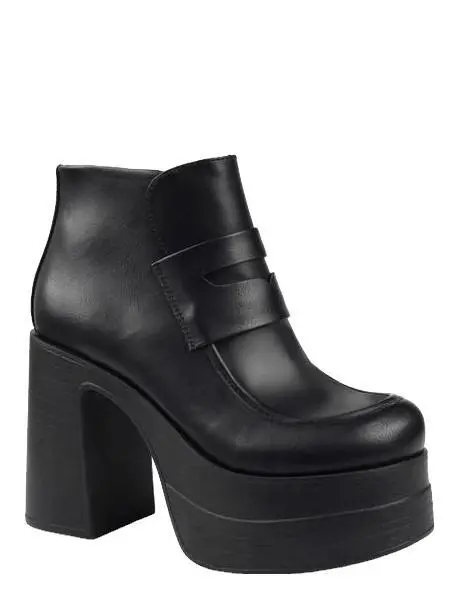 CANDIE'S Alesia Platform Bootie - Black Faux Leather