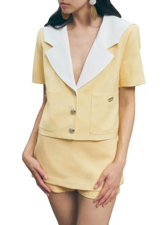 MAUDE CLUB Lennox Short Sleeve Jacket - Butter Yellow