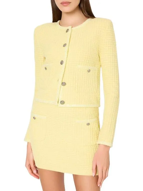 MILLY Sade Textured Cardigan - Lt Yellow