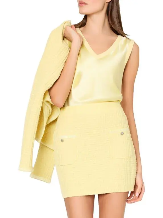 MILLY Saige Textured Knit Mini Skirt - Lt Yellow