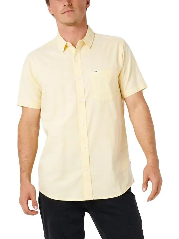 Rip Curl Classic Surf Ourtime Short Sleeve Cotton Button-up Shirt - Straw