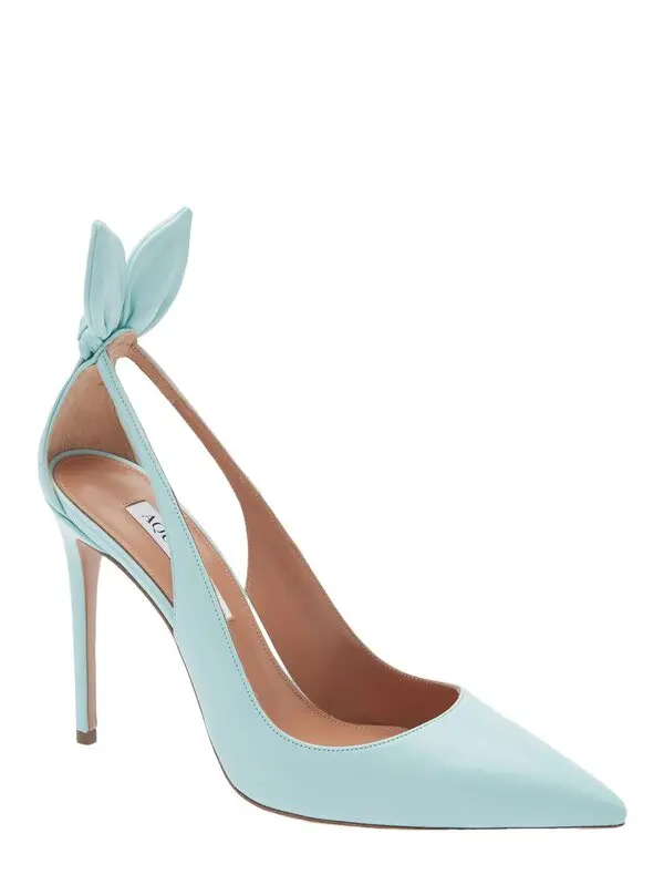 AQUAZZURA Bow Tie Pointed Toe Pump - Seabreeze