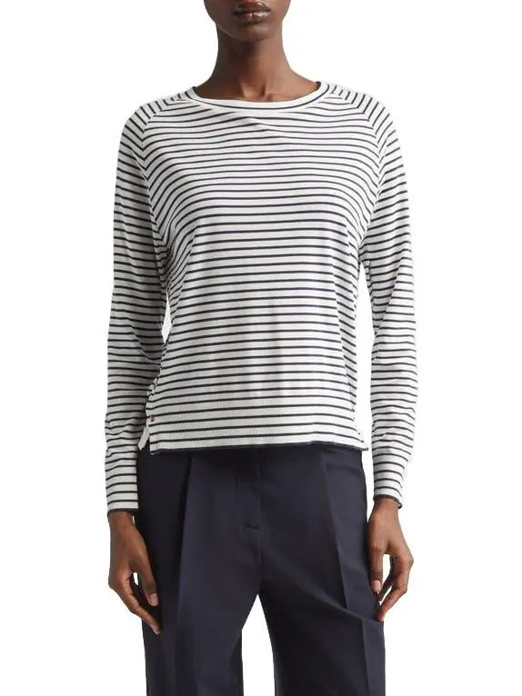 Herno Stripe Lyocell & Cotton Sweater - 1092 White To Navy