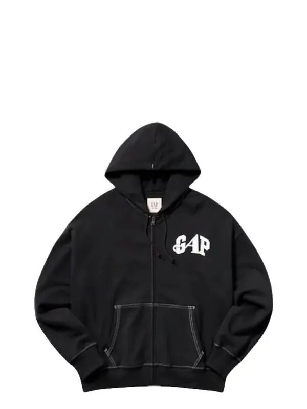 Gap X Awake Ny Heavyweight Oversized Logo Zip Hoodie - Awake Moonless Night