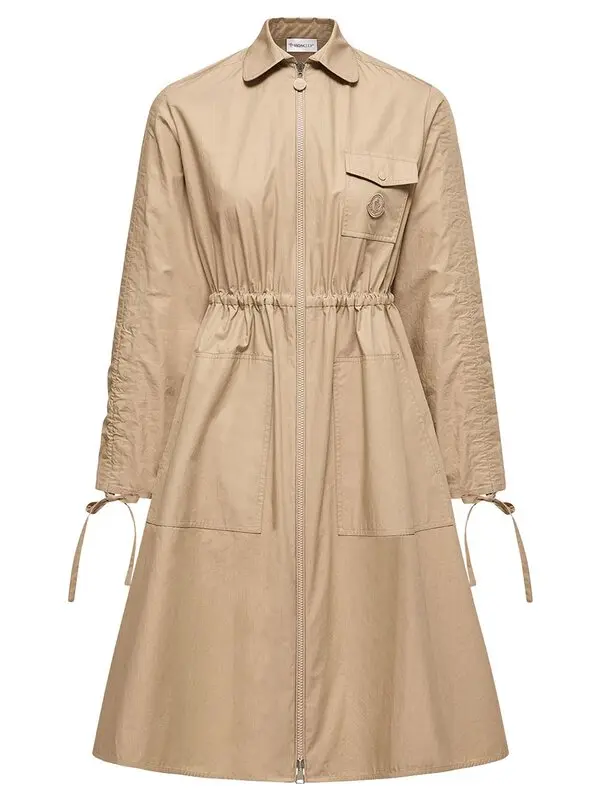 Moncler Cotton Poplin Shirt Dress - Beige