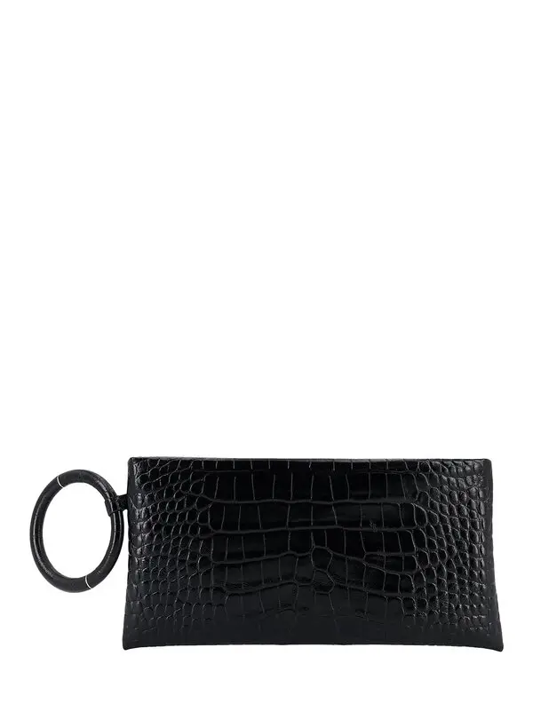 TOM FORD Aura Crocodile-print Leather Clutch - Black