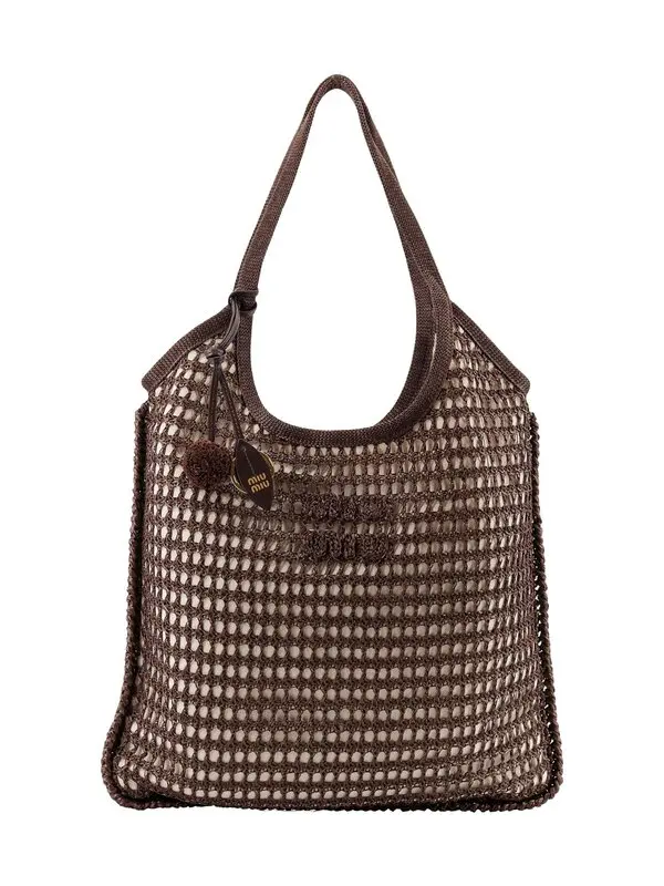 Miu Miu Crochet Mesh Shopping Bag - Brown