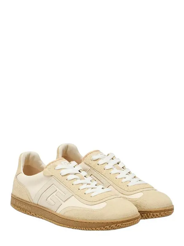 Balmain Swan Trainers In Suede And Canvas - Beige