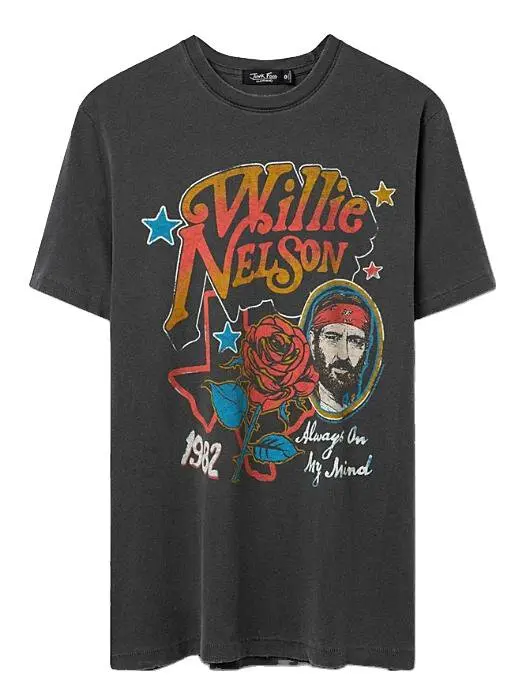 Junk Food Clothing Willie Nelson Always On My Mind Vintage Tee - Vintage Black
