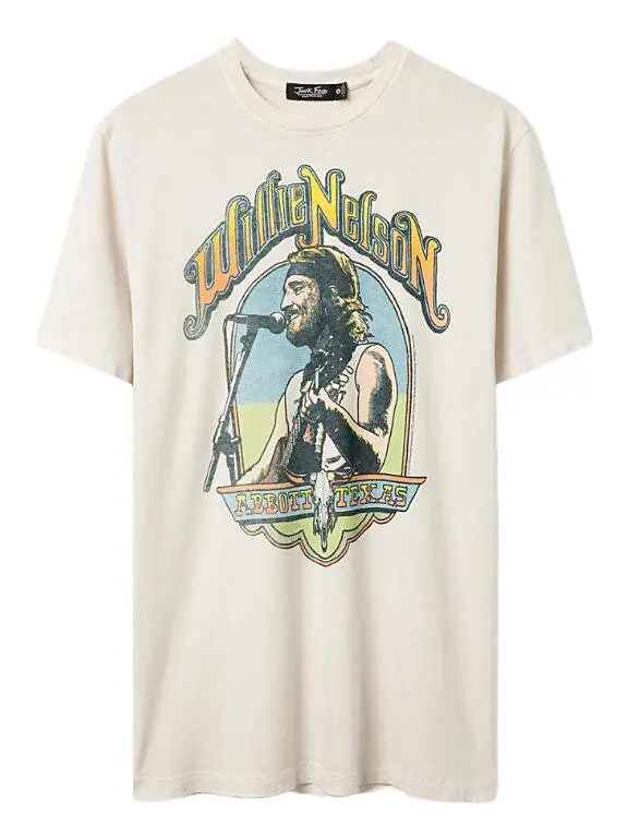 Junk Food Clothing Willie Nelson Abbott Texas Vintage Tee - Birch