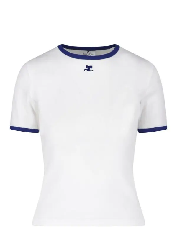 COURREGES Signature Contrast T-shirt - White