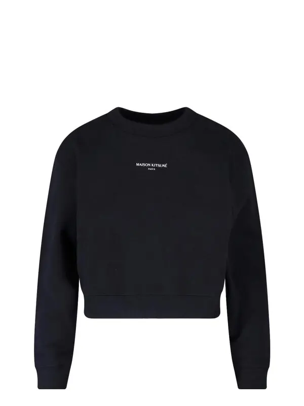 Maison Kitsuné Crewneck Sweatshirt With Logo - Black