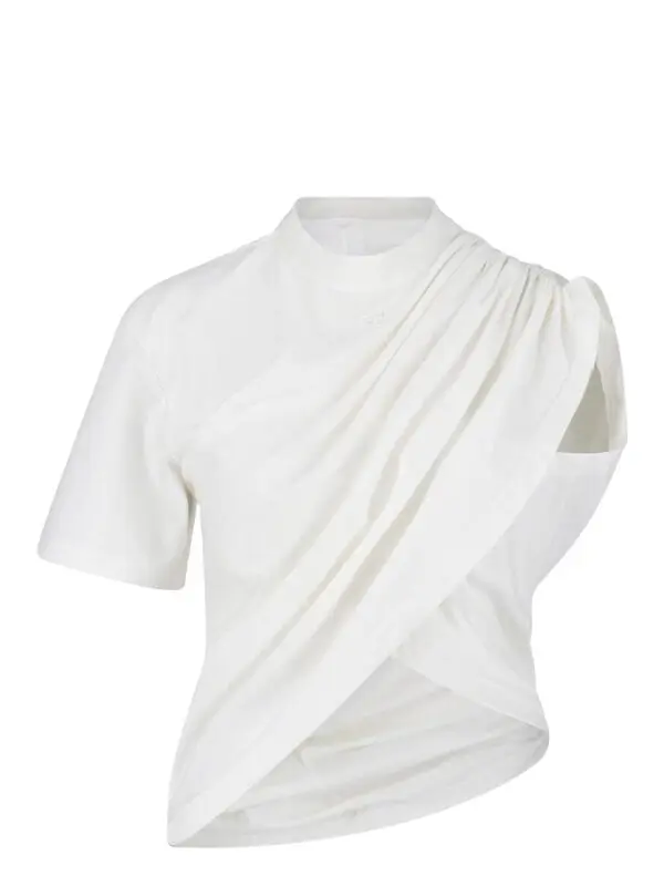 COURREGES Asymmetrical Twist T-shirt - White