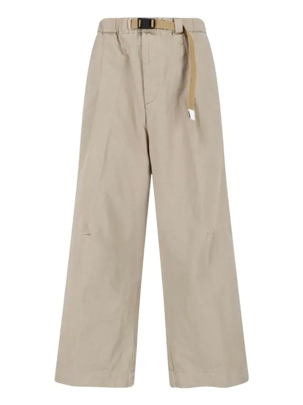 WHITE SAND Belted Pleated Pants - Beige