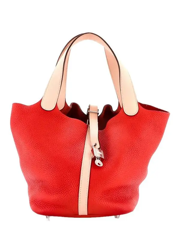Hermès Mm Bicolor Picotin Lock Bag - Red/ Pink/ Red