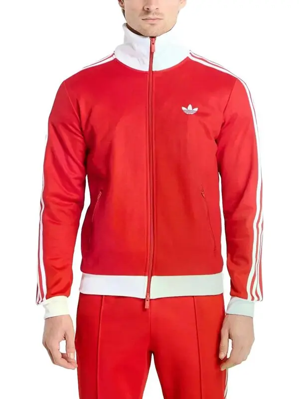 Adidas Striped Zip-up Sweatshirt - Red