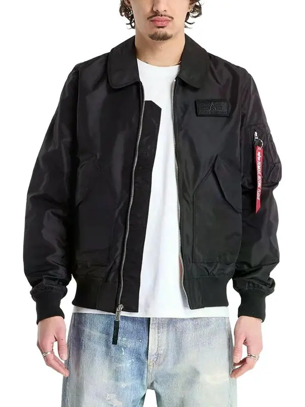 Alpha Industries Logo-patch Zip-up Bomber Jacket - Black